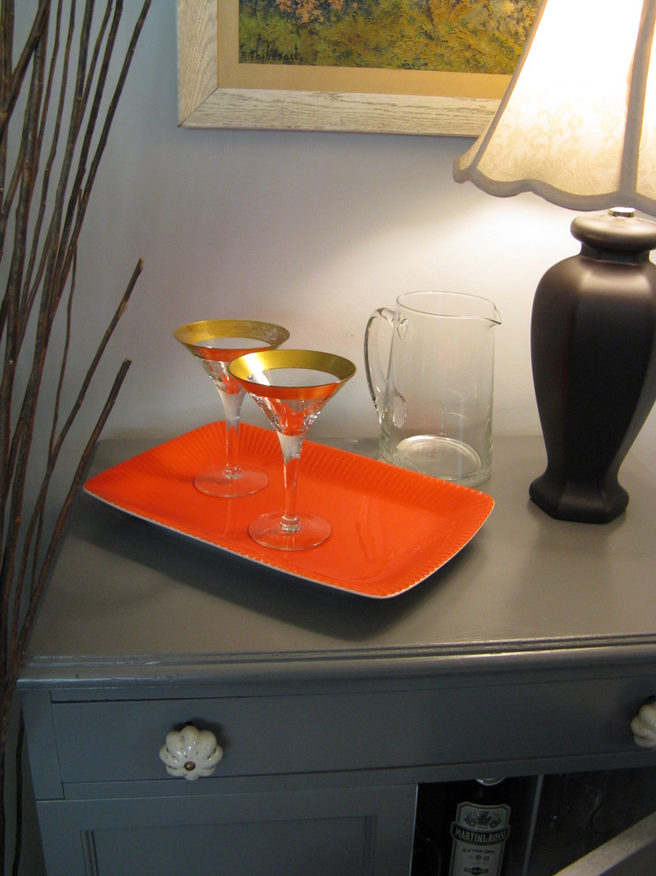 Retro Bar Display with Martini Glasses - Eclectic - Dining Room - Los ...