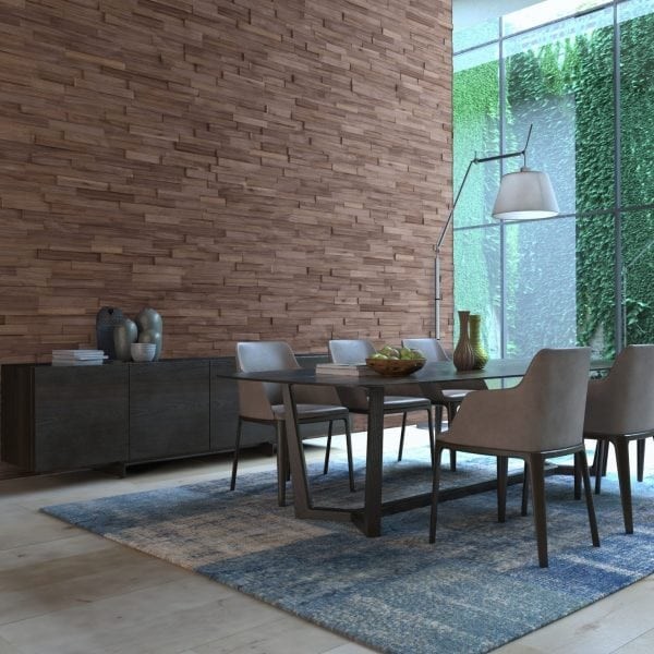 Rich Walnut Wood Cladding Interior Walls - Modern - Dining Room ...
