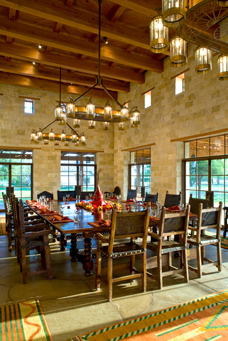 Rustic Hacienda Style Texas Ranch - American Southwest - Dining Room ...