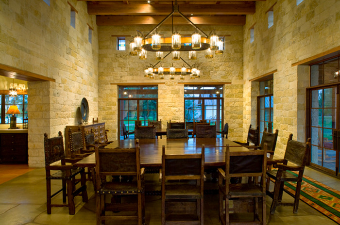 Rustic Hacienda Style Texas Ranch - Southwestern - Dining Room ...