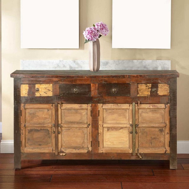 Rustic Reclaimed Wood New England Sideboard Buffet Storage Cabinet ...