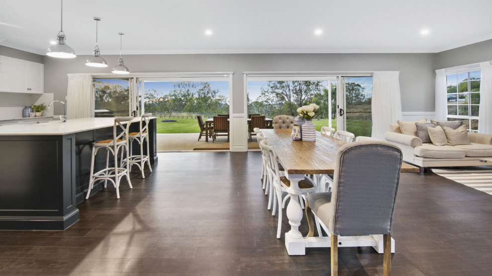 Two fully opened white stacker door - Traditional - Dining Room - Other ...