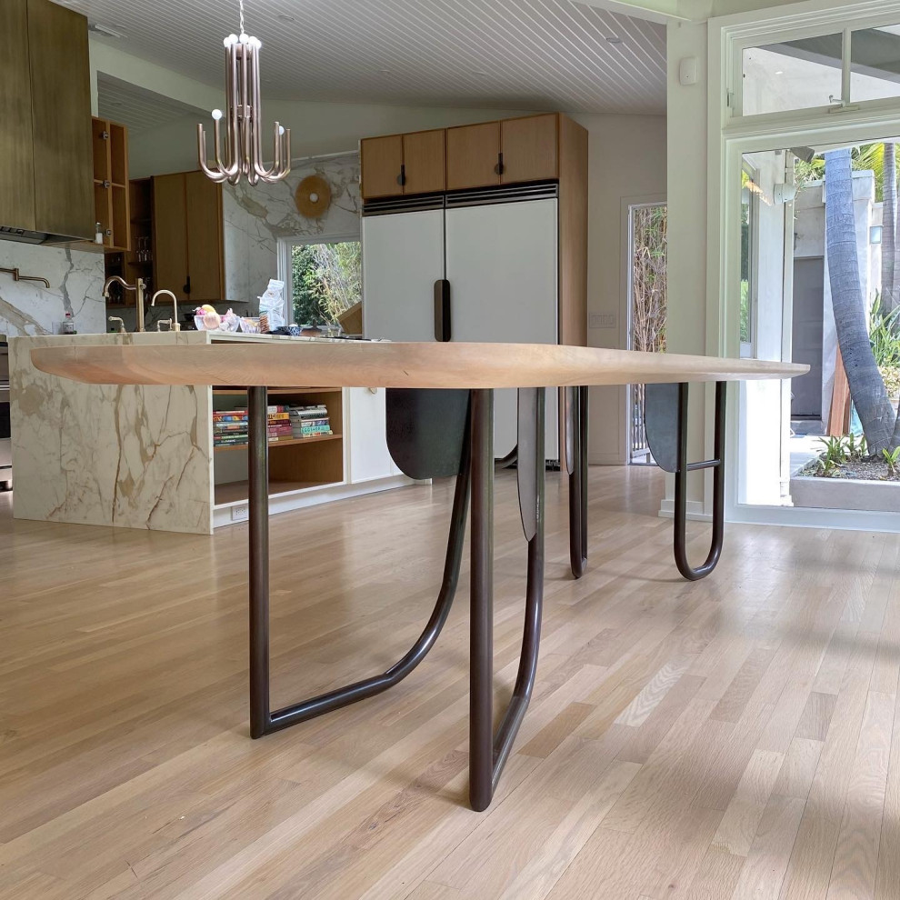 Solid Maple Dining Table with Stainless Steel Legs - Dining Room - Los ...