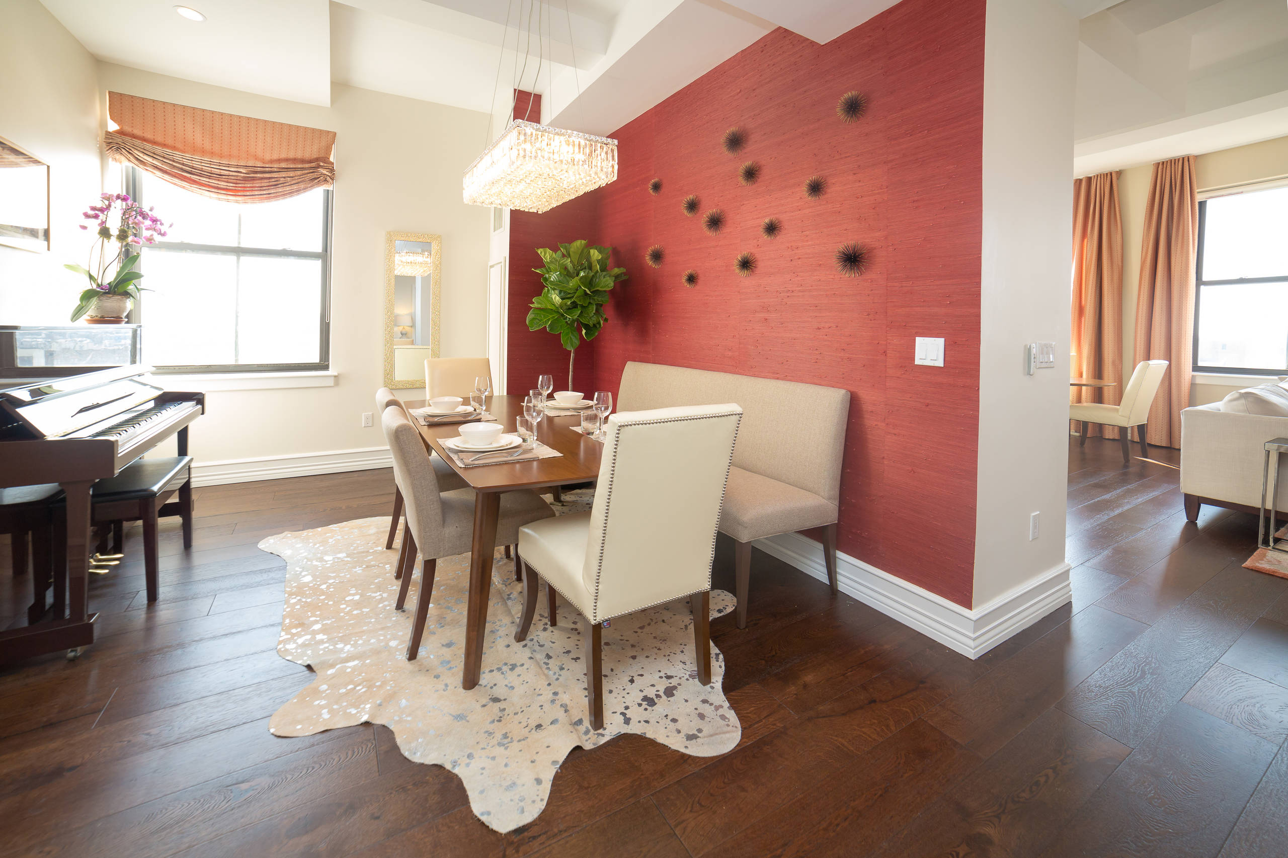Contemporary Red Burgosdining Room Theme