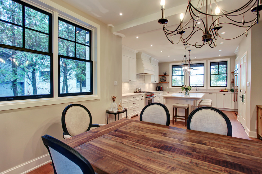 Transitional kitchen with lakefront view - Transitional - Dining Room ...