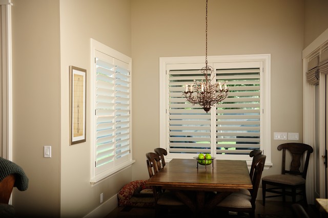 White Plantation Shutter Install - Traditional - Dining Room - Salt ...