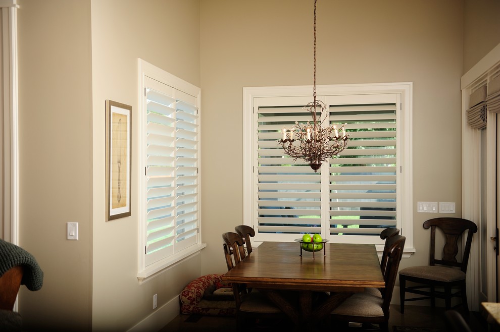 White Plantation Shutter Install - Traditional - Dining Room - Salt ...