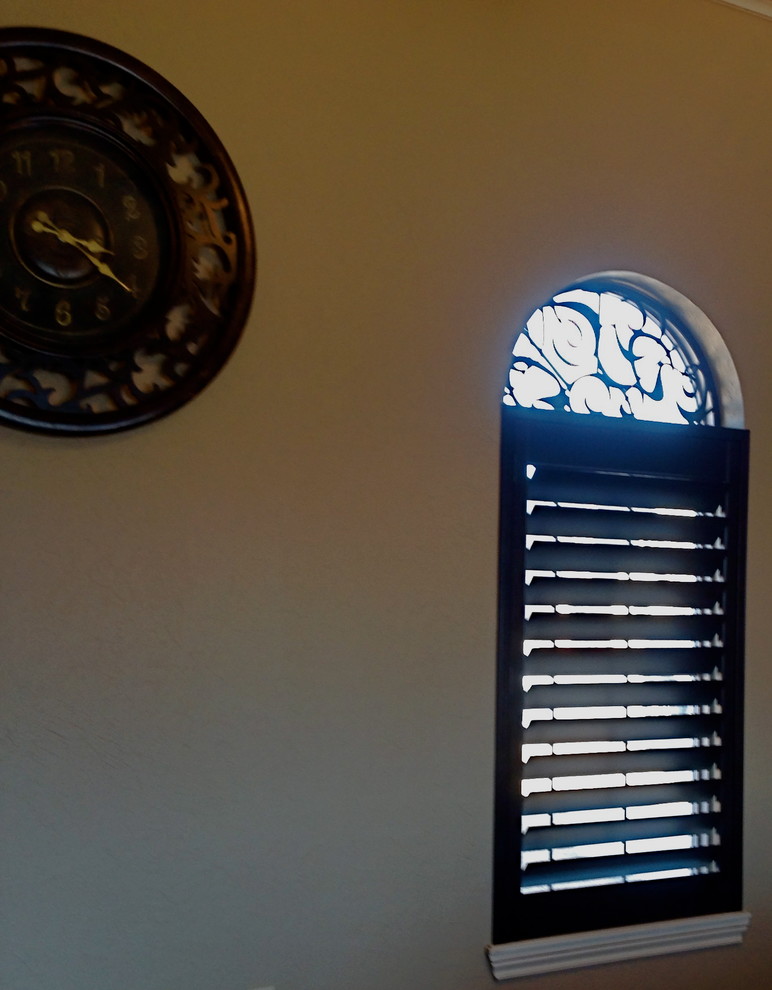 Arched Window with Wood Shutters and Tableaux Faux Iron - Modern ...