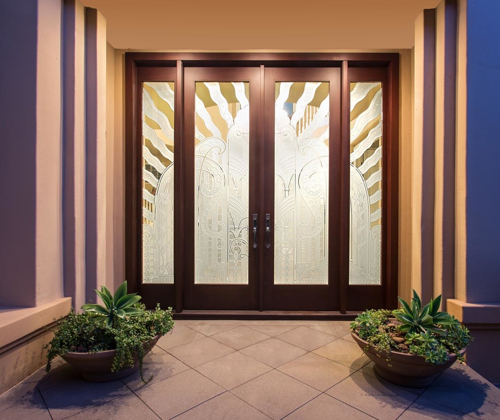 Art Deco Carved Glass Doors - Contemporary - Entry - Orange County - by ...