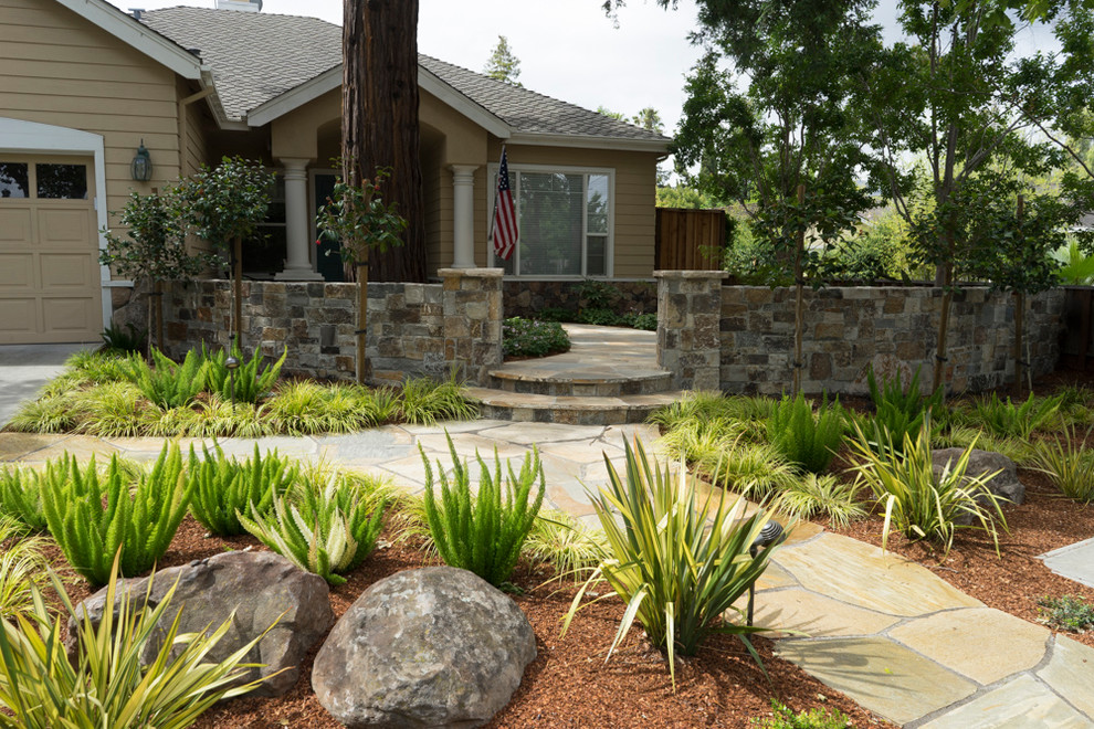 Carmel Gold Quartzite Flagstone Walkway and Steps and Bitterroot Veneer ...