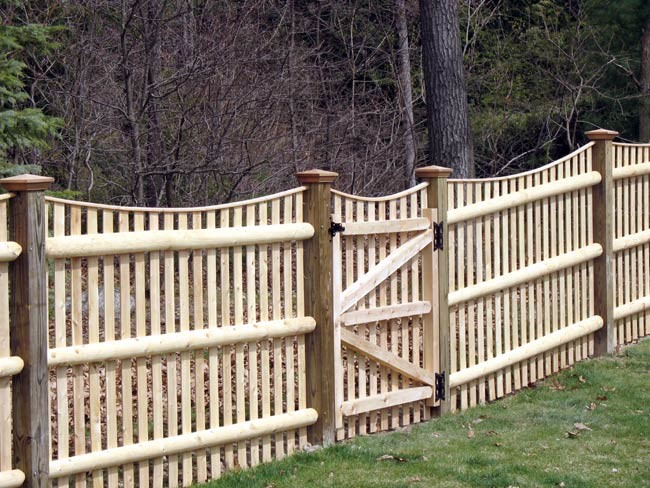 Cedar Spaced Board Gate with Scalloped Top - Traditional - Landscape ...