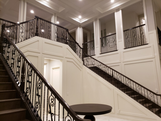 Custom 23' High Entry, Loft & Master Coffered Ceilings, Wainscoting ...