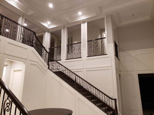 Custom 23' High Entry, Loft & Master Coffered Ceilings, Wainscoting ...