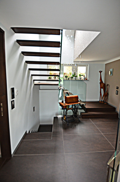 custom floating stair quater turn - Modern - Entrance - Other - by ...