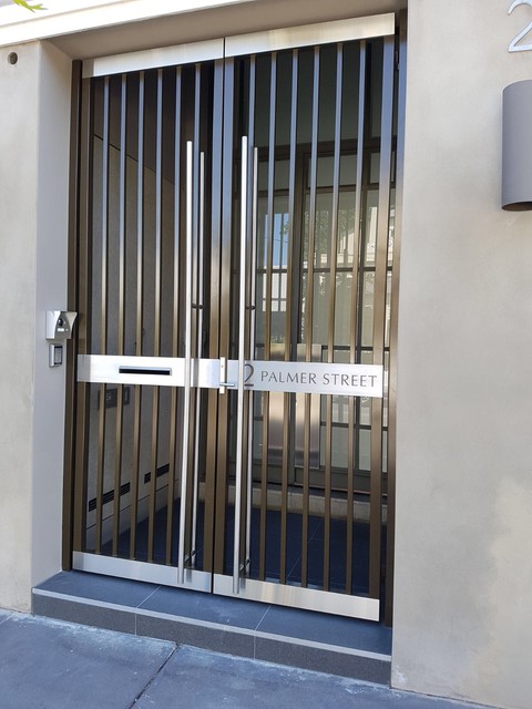 Custom Made Galvanized Steel Double Entry Gates - Contemporary ...