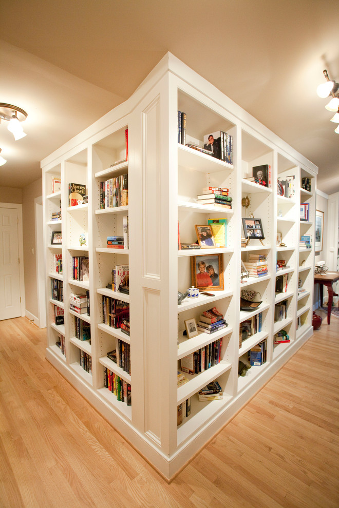 Custom White Bookcases and Media Cabinet - Contemporary - Entry - DC ...