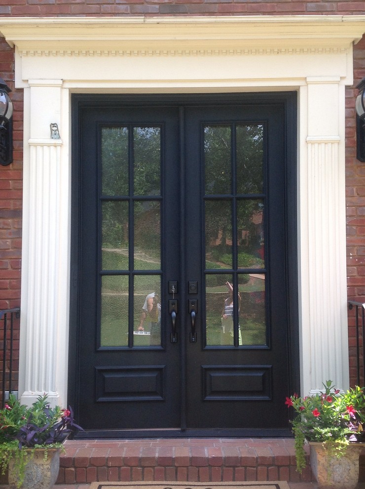 Door and sidelight transformed to double door - Transitional - Entry ...