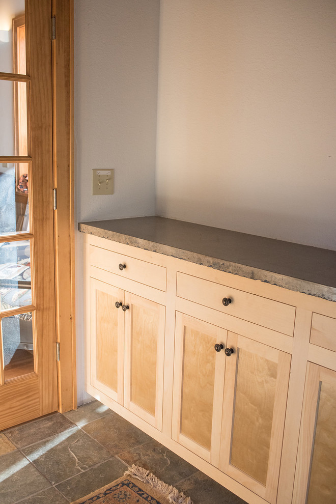 Entry storage unit with concrete counter top - Contemporary - Entry ...