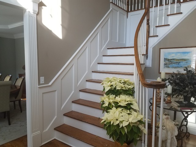 Foyer paneling and decorative trim - Craftsman - Staircase - New York ...