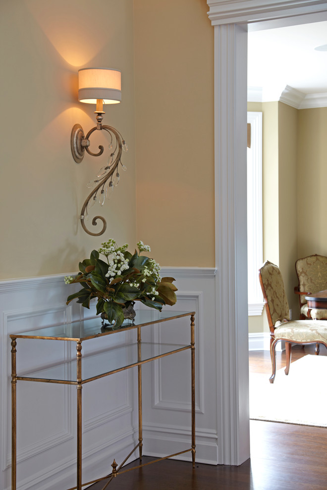 Gold Leaf Consoles & Oversized Crystal Wall Sconces - Transitional ...