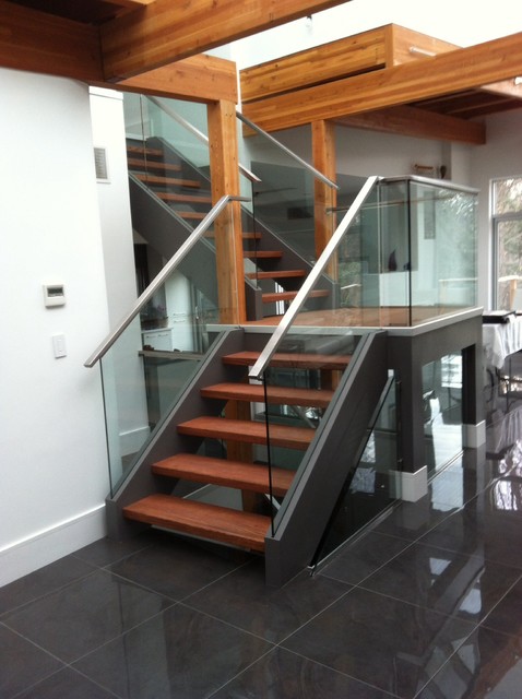Indoor glass railing - Modern - Staircase - Toronto - by dr brass ...