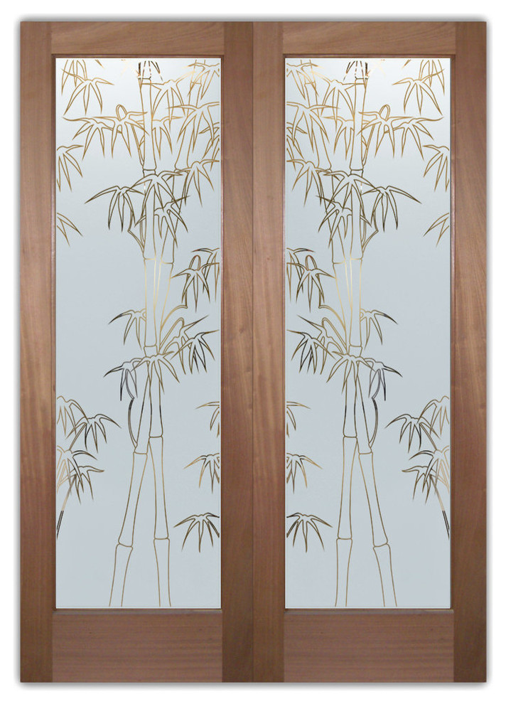 Interior Glass Doors - Obscure Frosted Glass BAMBOO SHOOTS PS PAIR ...