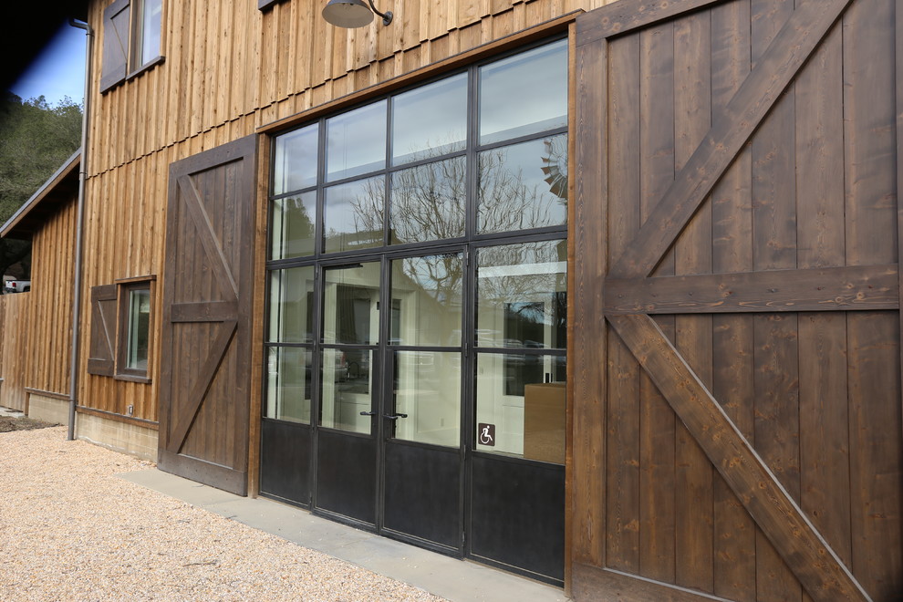 Jada Windows Steel French Doors with Sidelites - Rustic - Entry ...