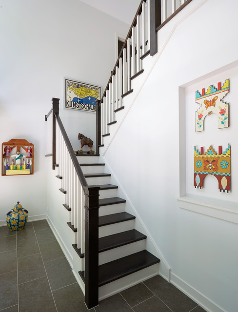 Kitsch Front Entry Stair with Art Niche - Eclectic - Staircase ...