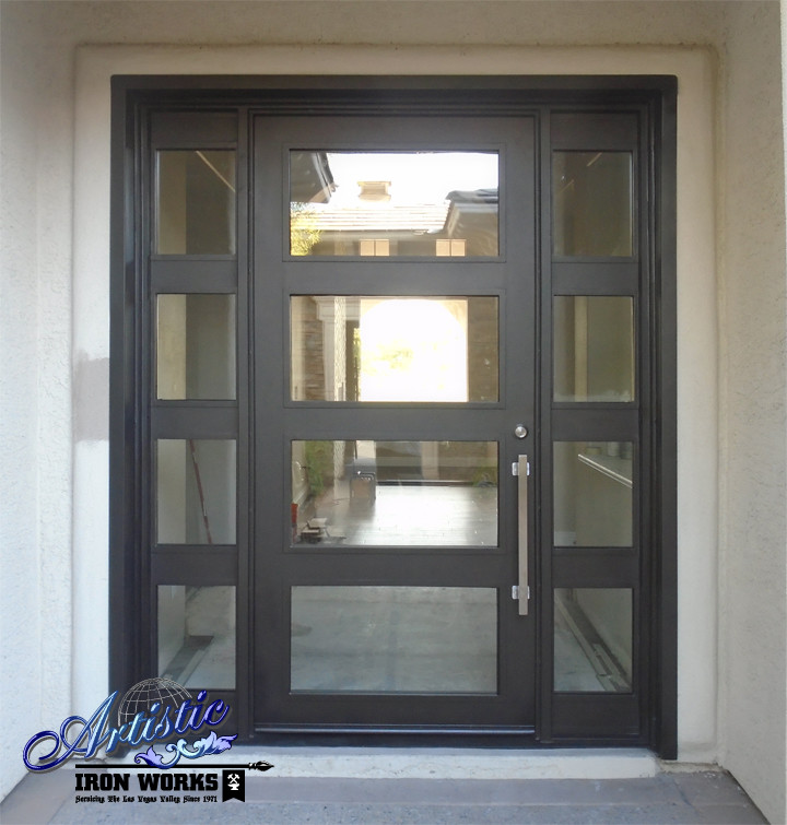 La Brea - Iron and Glass Front Entry Door - Modern - Entry - Las Vegas ...