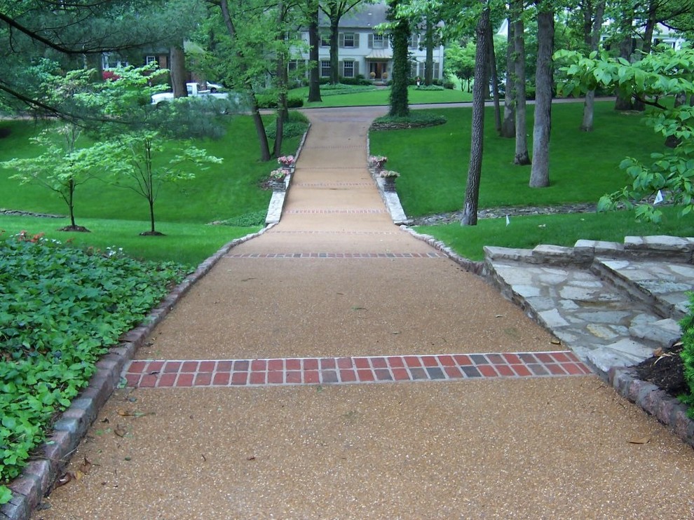 Ladue, Missouri exposed aggregate driveway with brick banding - Garden - St Louis - by Bright ...