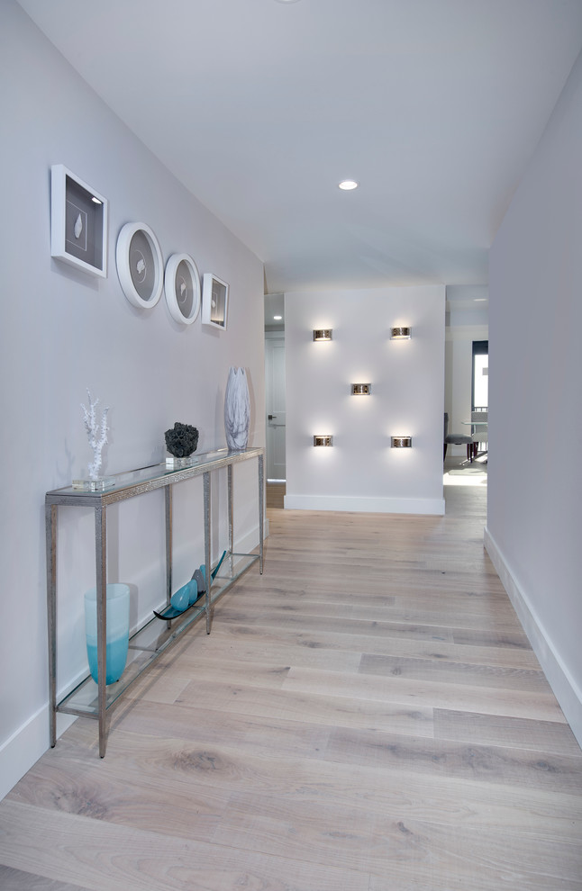 Lighting feature showcased in entry hallway - Transitional - Entry ...