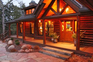 Log Lodge Lake Home Main Entry Door - Traditional - Entrance ...