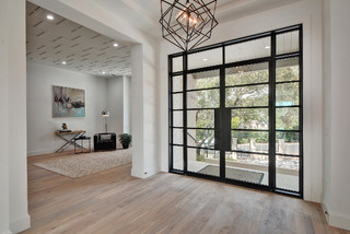 Modern Residence-Reclaimed Ivory White Oak Wood - Transitional - Entry ...