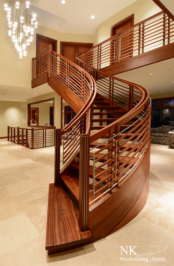 Music - Contemporary Curved Floating Staircase - Contemporary ...