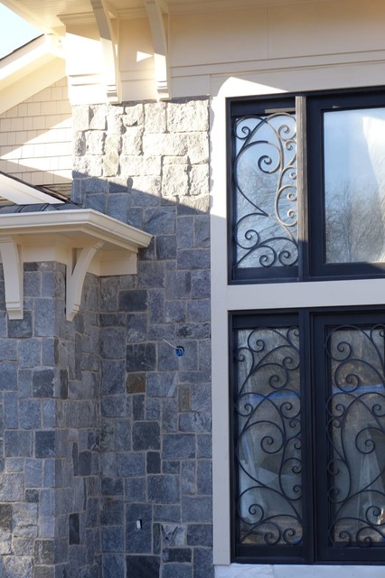 Nantucket Natural Stone Veneer Exterior Front Entrance - Traditional ...