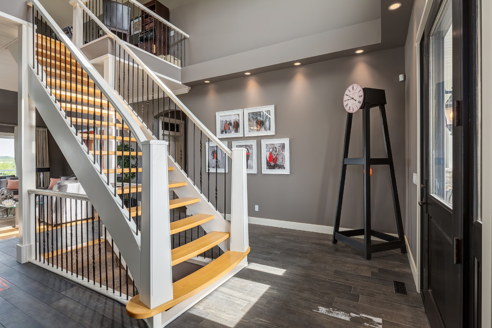 Open stairs let the light through - Contemporary - Entry - Calgary - by ...