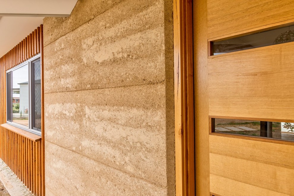 Rammed Earth & Radial Timber in Town - Country - Entrance - Melbourne ...