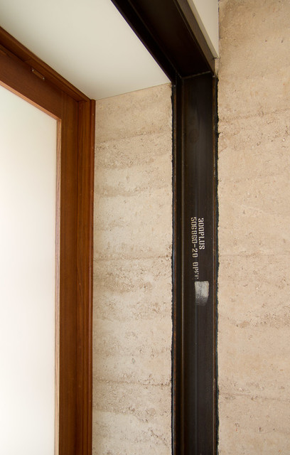 Rammed Earth. Steel Beam. Timber & Glass Door. Front Entry ...