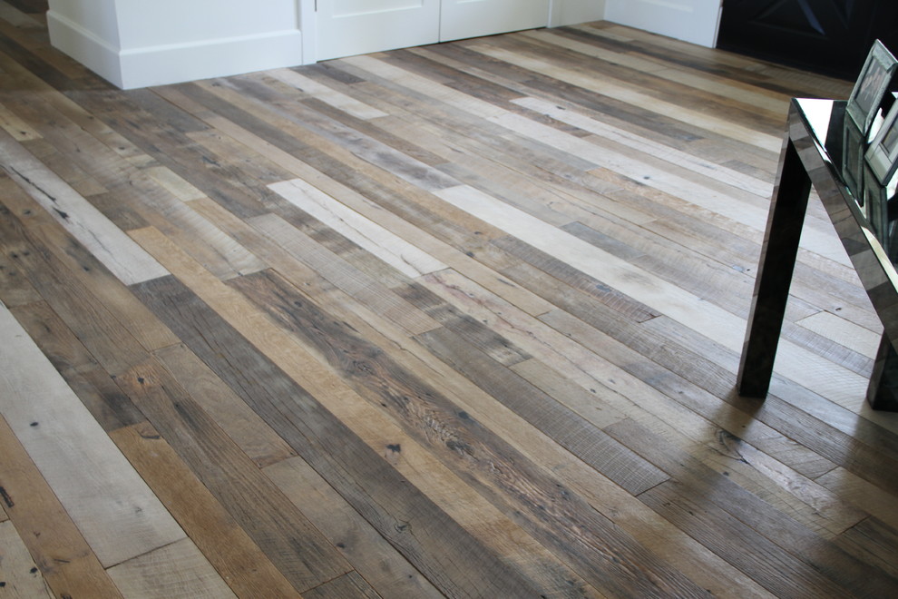 Reclaimed Oak Wide Plank & Chevron Pattern - Rustic - Entry - Orange ...