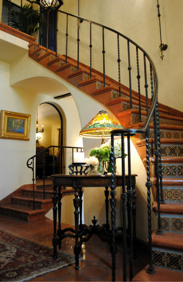 Spanish Colonial Restoration and Remodel - Mediterranean - Staircase ...