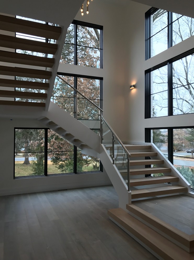 Stainless Steel and Glass Balustrade - Modern - Staircase - Atlanta ...