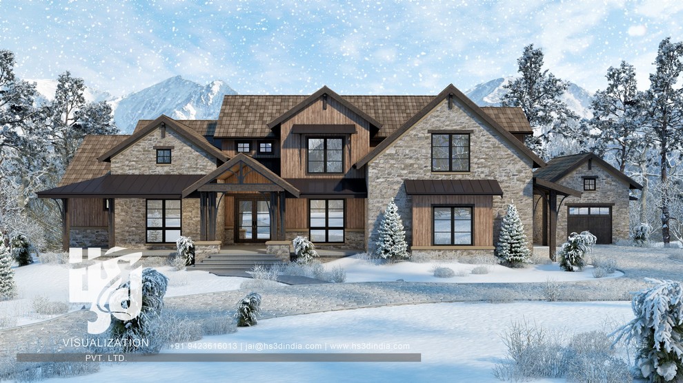 Timber Cladding Roof Design | Stone Cladding Bungalow Design | Winter ...