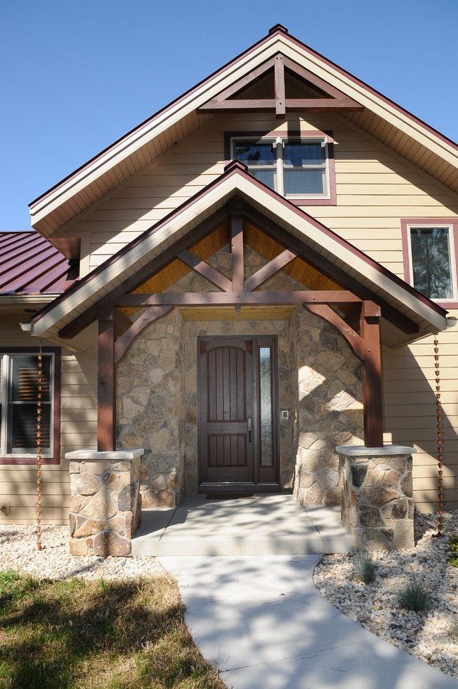 Timber Frame Covered Front Entry - Traditional - Entry - Other - by ...