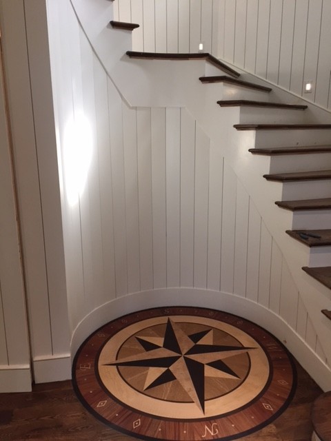 Todd 63" Wood Compass Rose Floor Medallion Inlay - Traditional - Entry ...