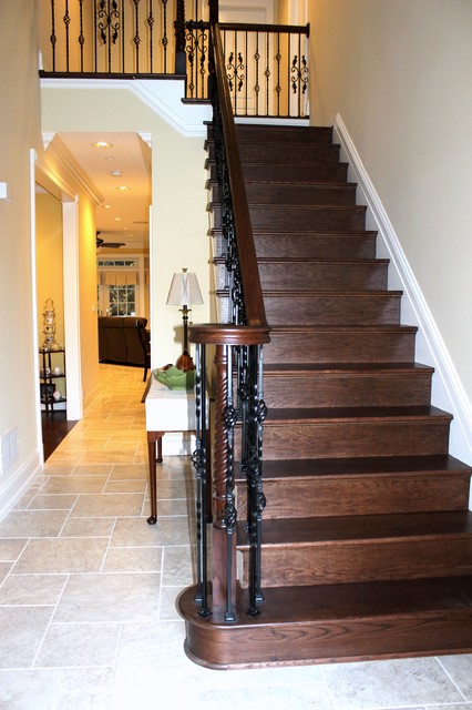 Traditional Mediterranean Home With Custom Staircase and Railing ...