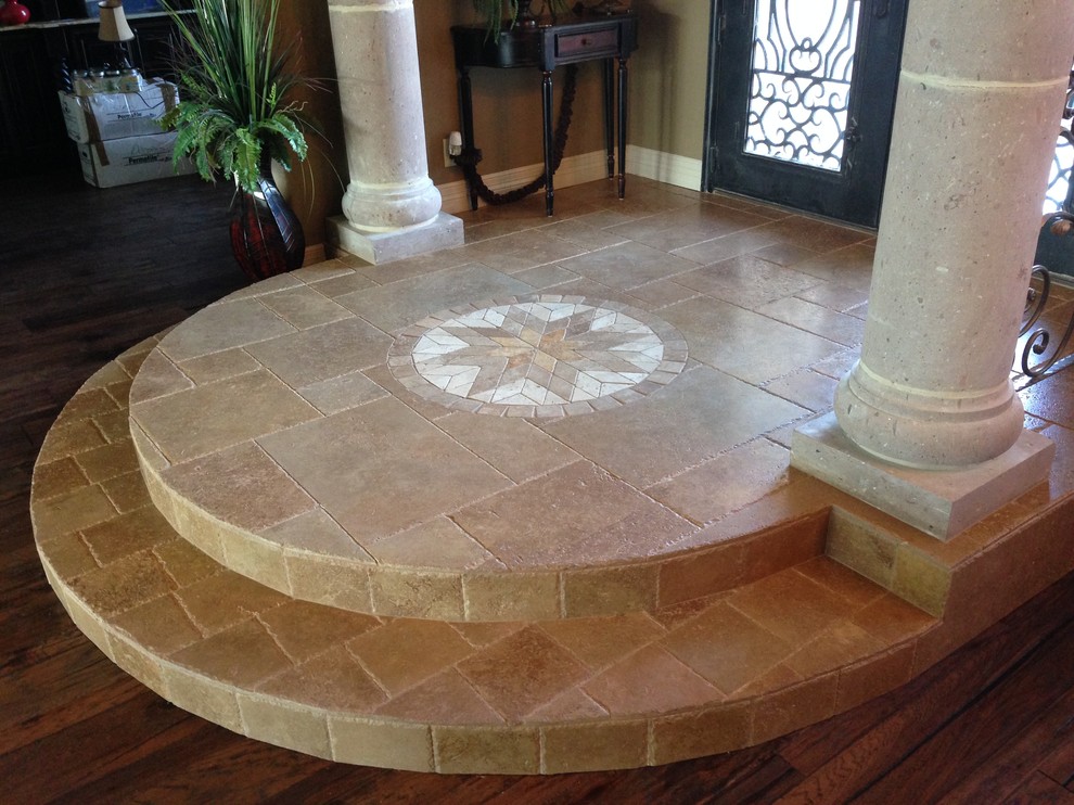 Travertine Foyer with Medallion - Rustic - Entry - Austin - by Soleil ...