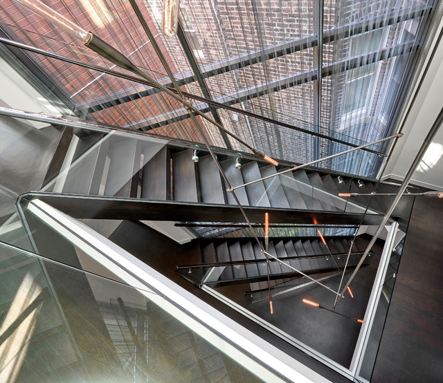 Triple Height Foyer Looking Down - Contemporain - Entrée - Chicago ...