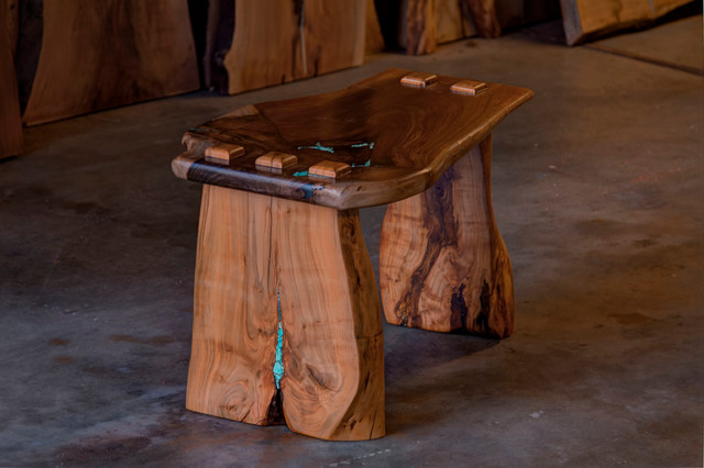 Turquoise Inlay Entryway Bench, Livermore - Craftsman - Entry - San ...