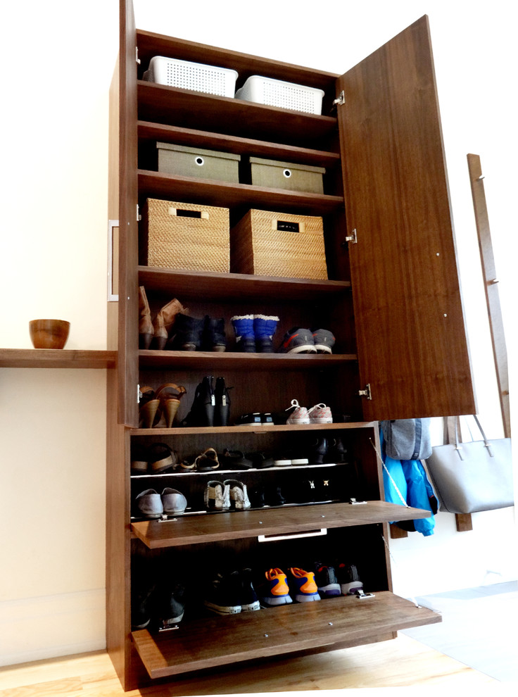 Walnut entrance cabinet and floating t.v. console - Modern - Entrance ...