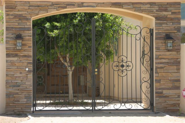 Wrought Iron Double Gates - Mediterranean - Entry - Phoenix - by ...